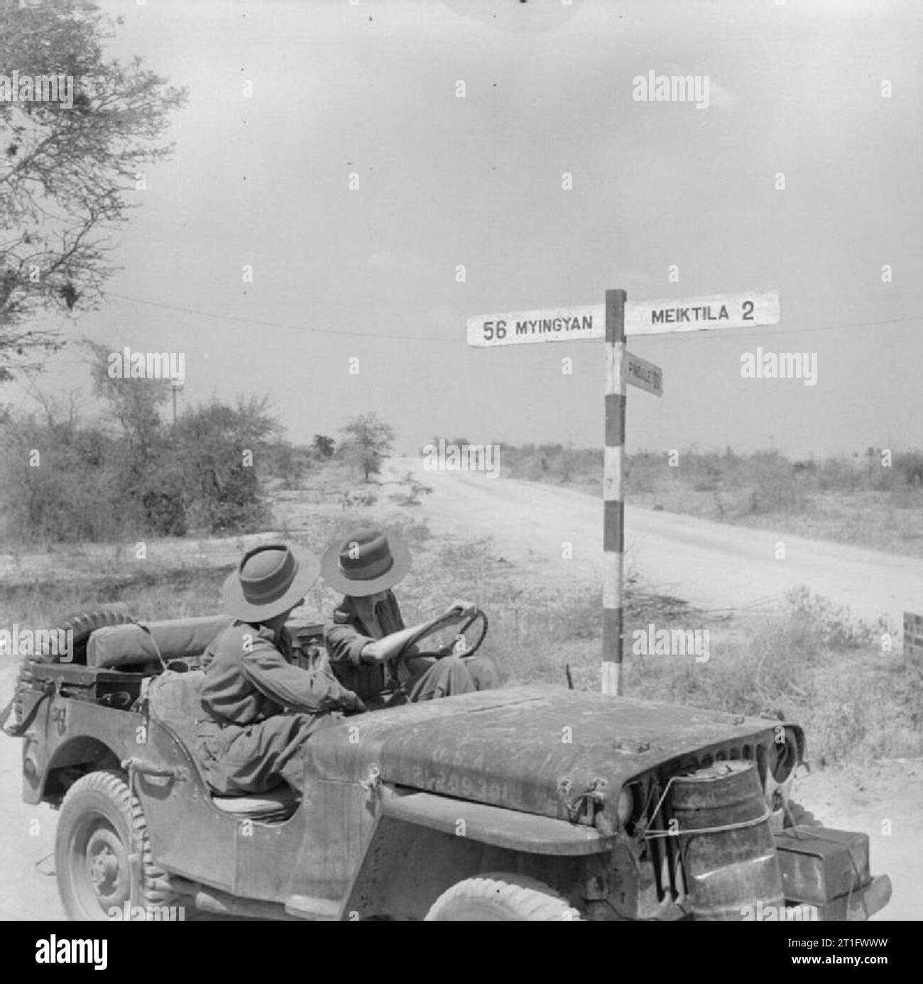 The British Army in Burma 1945 Men from 17th Division read a signpost ...