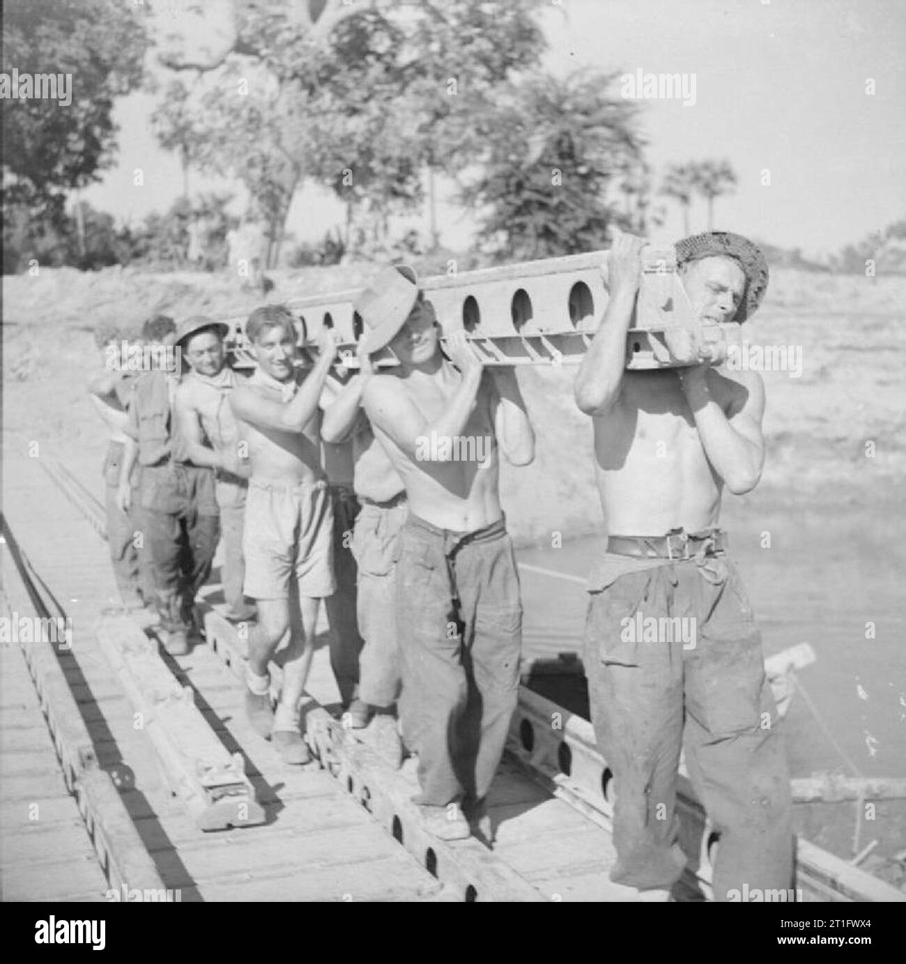 The British Army in Burma 1945 Sappers carrying girders during the ...