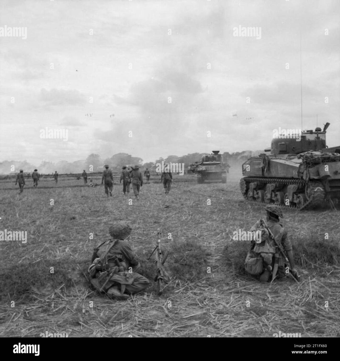 The British Army in Burma 1945 Infantry and Sherman tanks under fire ...