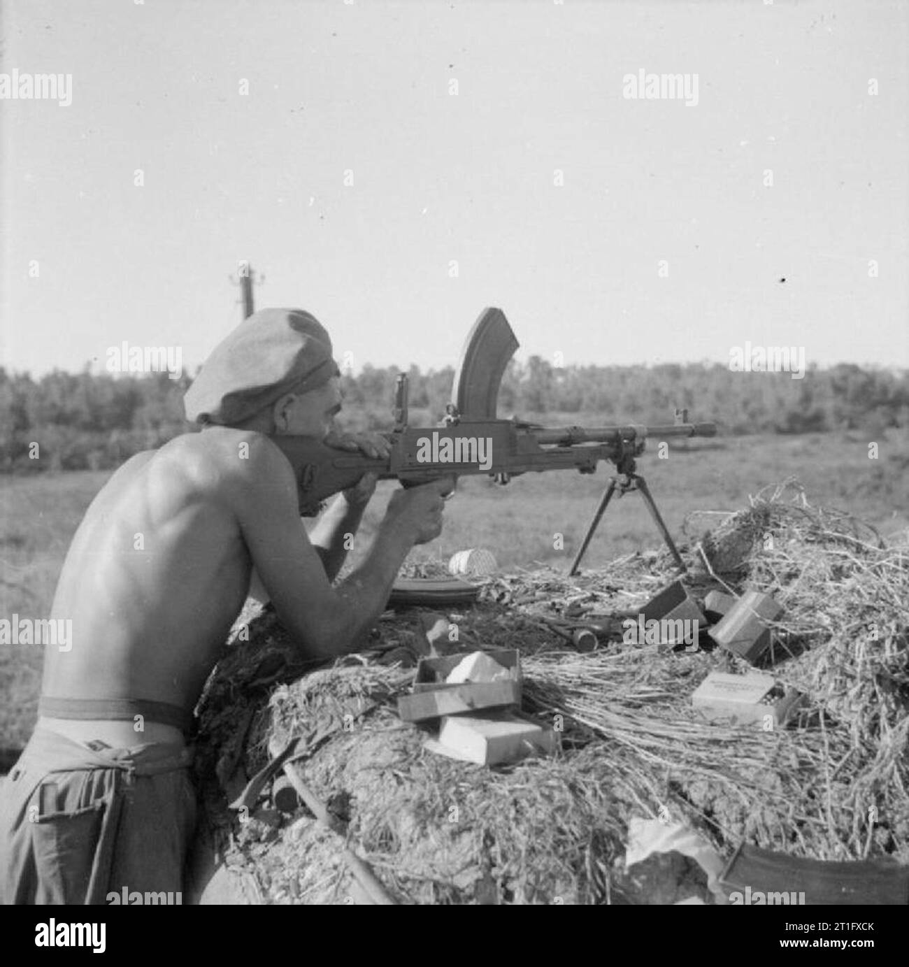 The British Occupation of Java Private Edermaniger mans his Bren Gun at ...