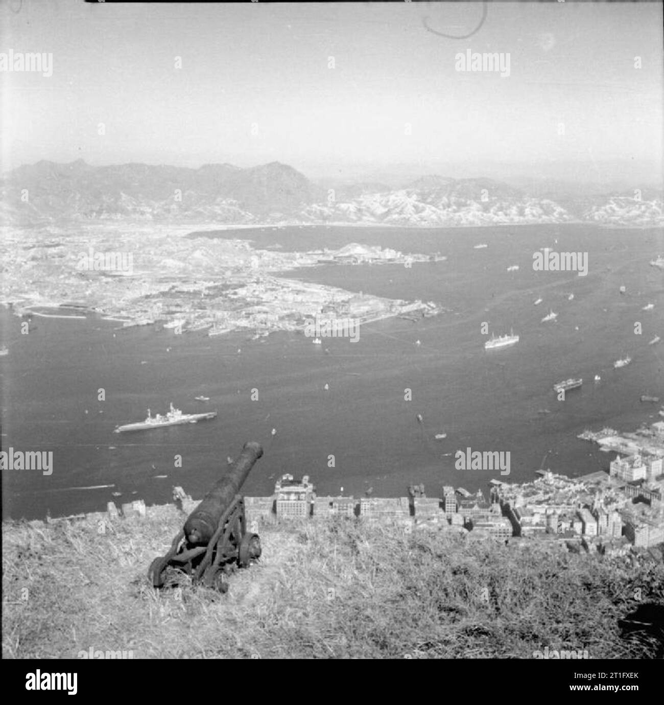 The British Reoccupation of Hong Kong View of Hong Kong harbour from Mount Victoria. The ...