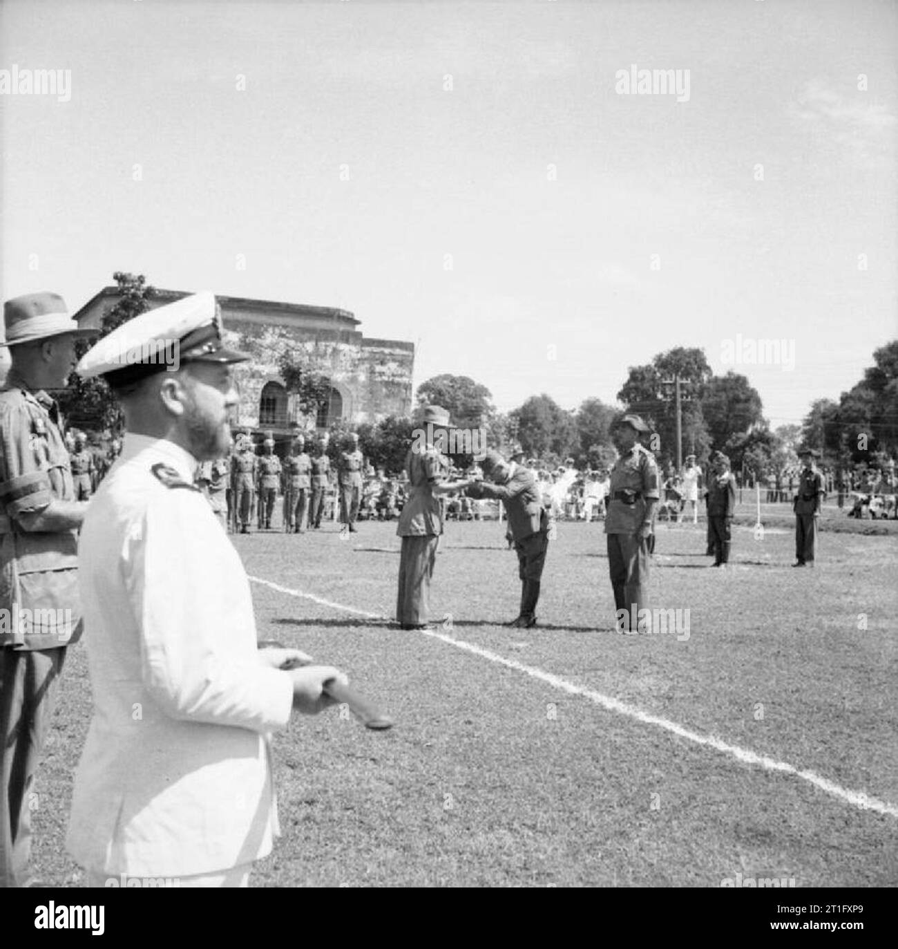 The Japanese formally surrender to the British at Rangoon in Burma, 24 ...