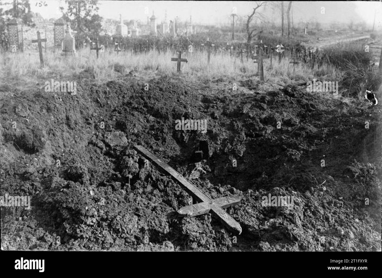 Woerner Eugen (herr) Collection Shell hole in the cemetery at Hollebeke ...