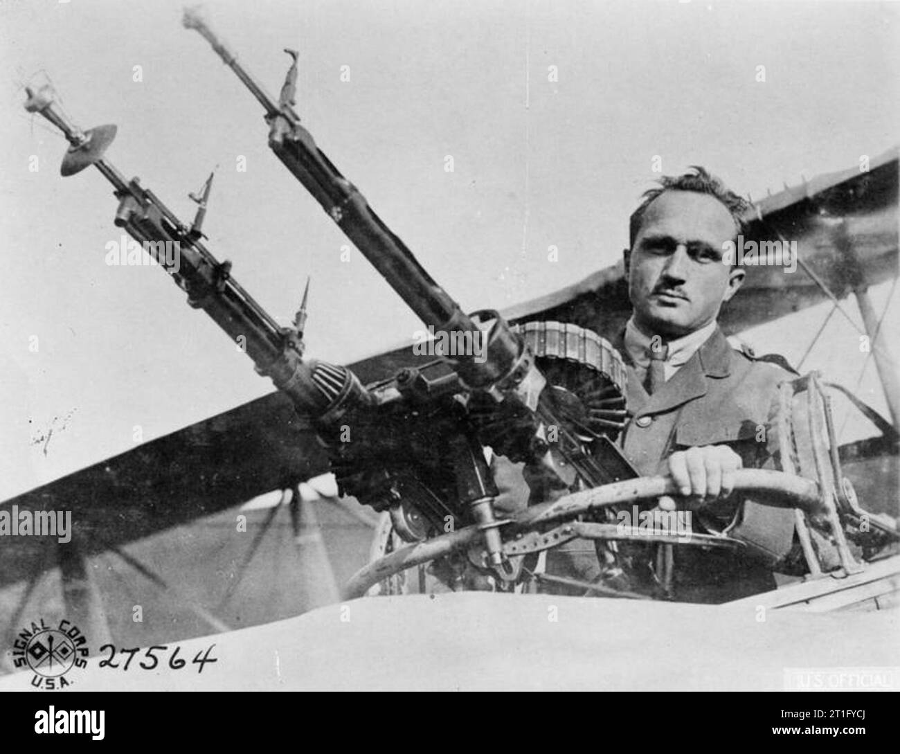 Captain Paul Daum in the cockpit of an aeroplane, Terrain du Rumont ...
