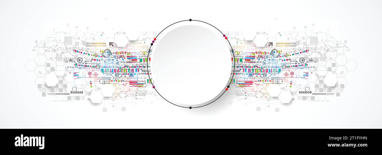Abstract circle technology concept. Circuit board, high computer color background. Vector ...