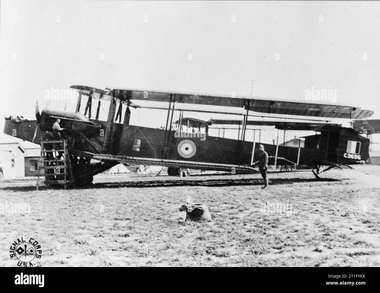 Handley Page folded up ready for the hangar, Andover Aerodrome, 30 July ...