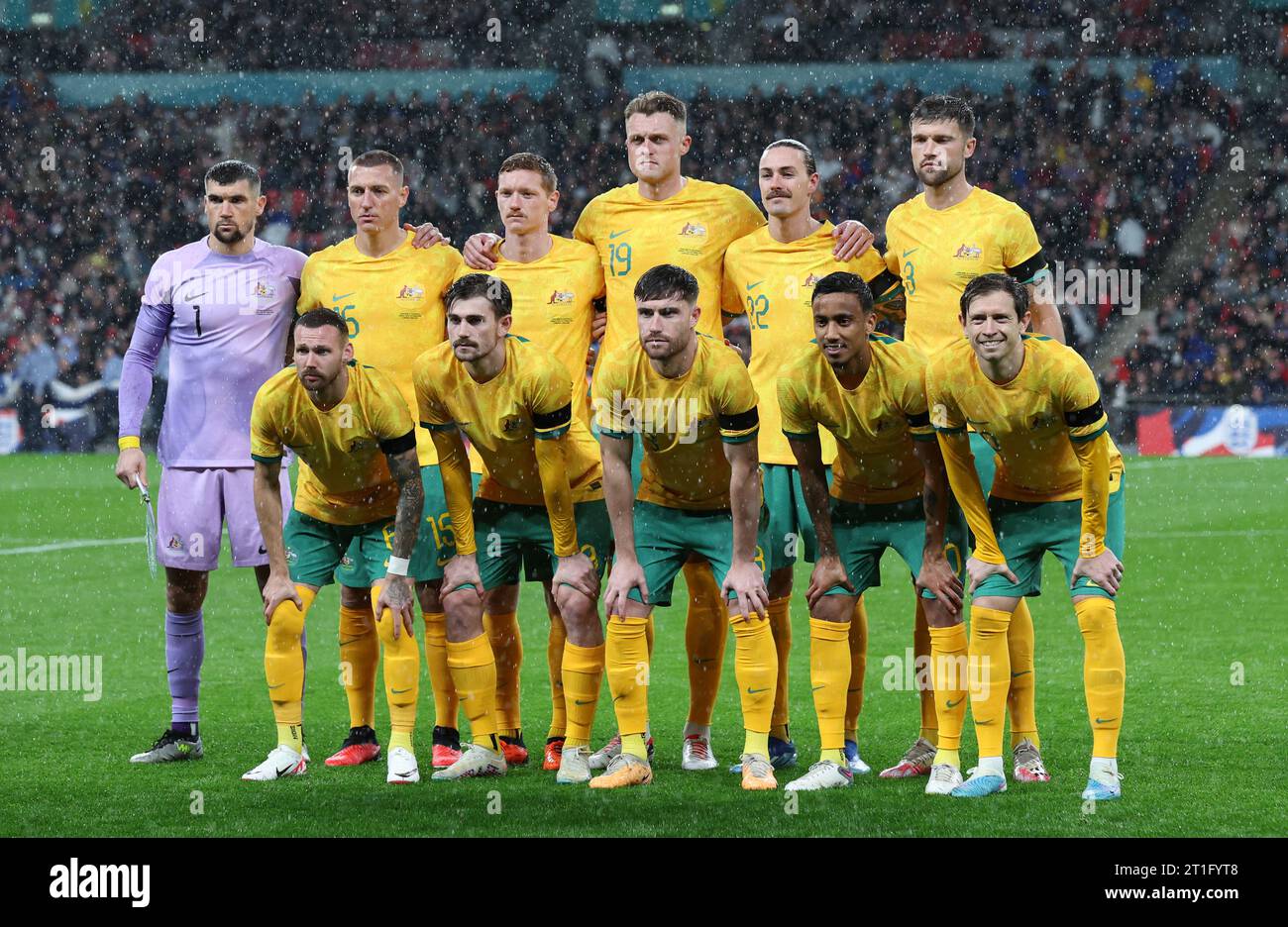 London, UK. 13th Oct, 2023. The Australian team line up for a team ...
