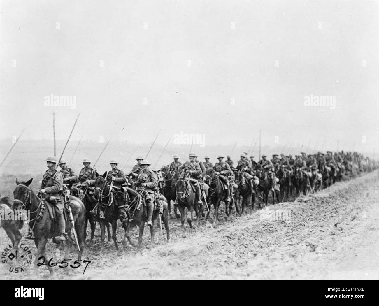 The 9th Lancers returning from the Front, Premont Aisne, 13 October ...