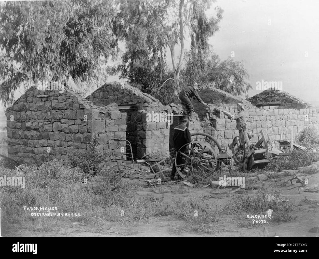 Boer War Photograph Taken by B W Caney Farm house destroyed by Boers ...