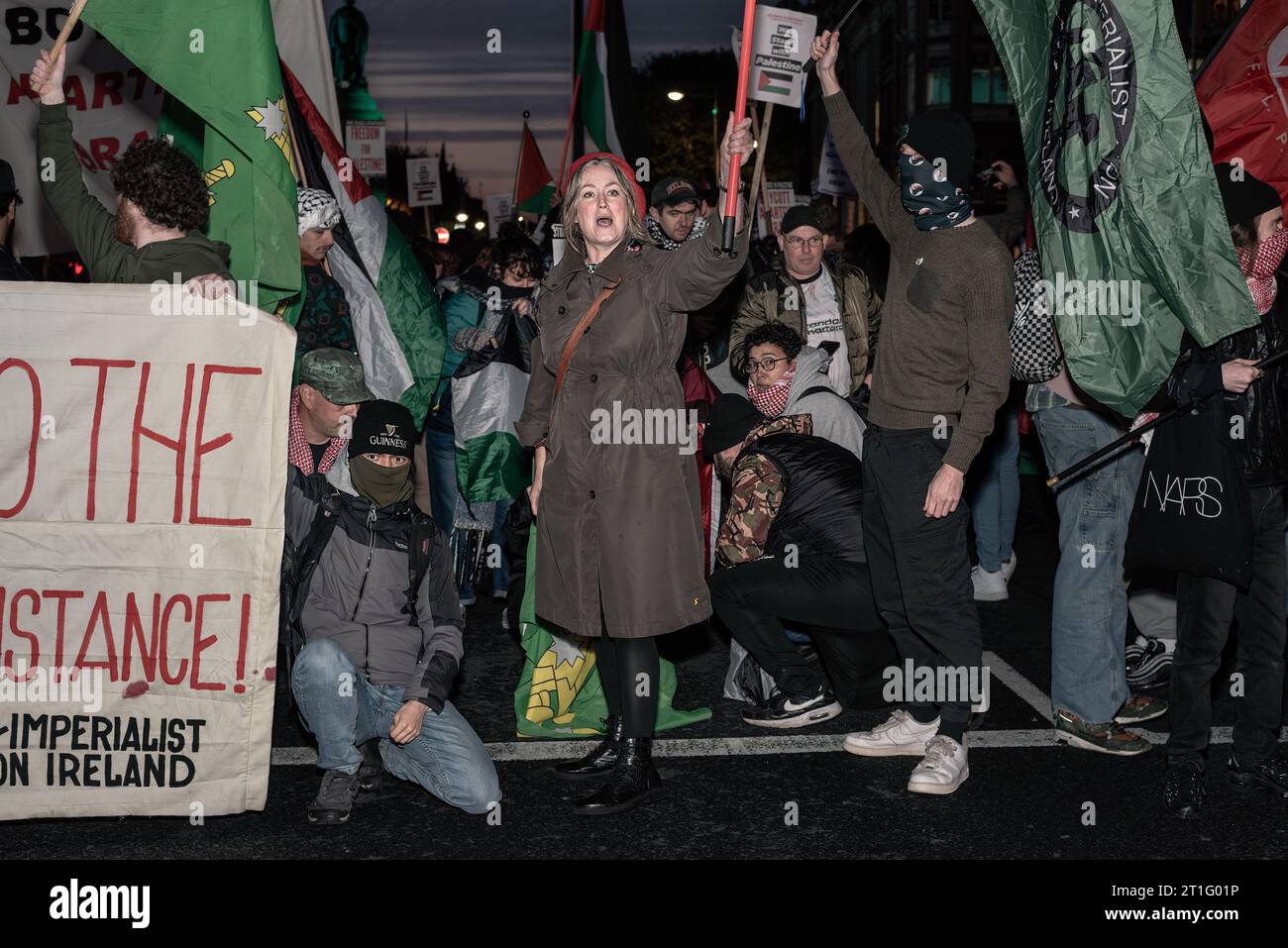 Dublin, Ireland. 13th Oct, 2023. A groups of protesters and activists ...