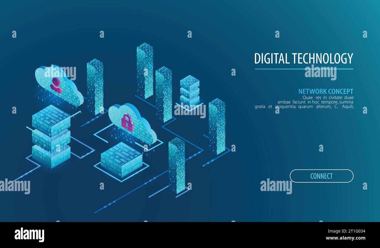 Isometric Big Data Flow Processing Concept Cloud Database Abstract
