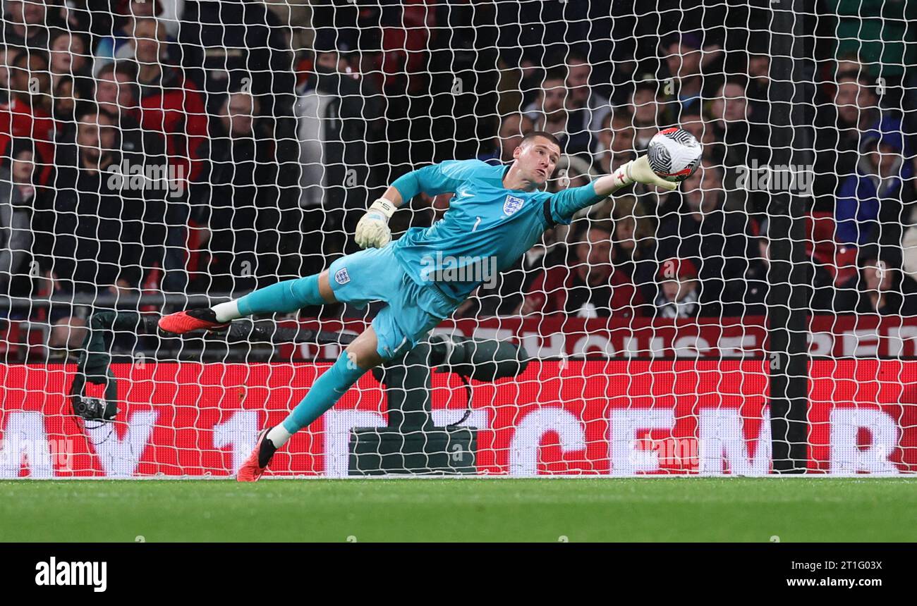 London, UK. 13th Oct, 2023. Sam Johnstone of England makes a save ...