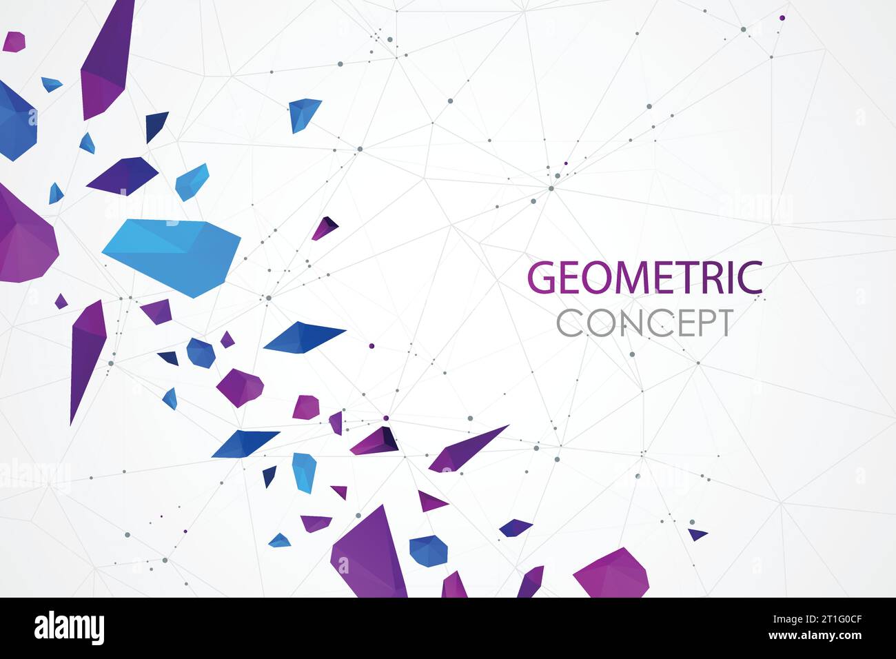 Abstract polygonal vector background with connecting dots and lines. Explode geometric shapes ...