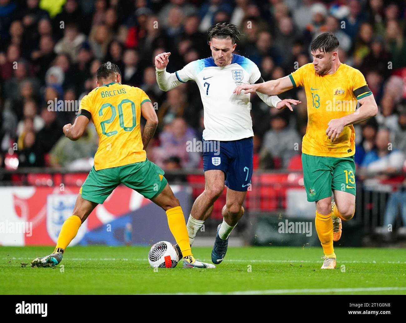 Australia's Keanu Baccus, England's Jack Grealish and Australia's Ryan ...