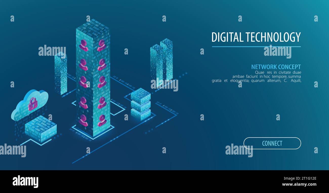 Isometric big data flow processing concept, cloud database. Abstract ...