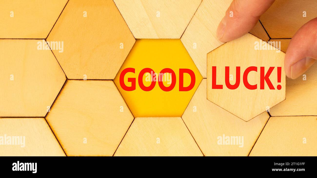 Good luck symbol. Concept words Good luck on beautiful wooden puzzle ...