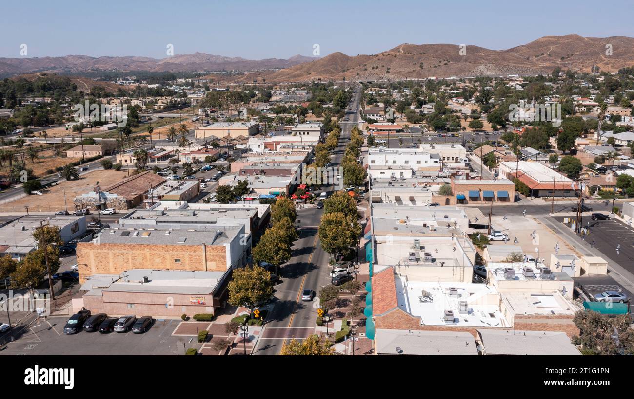 Lake Elsinore, California, USA - August 28, 2020: Afternoon sunlight ...
