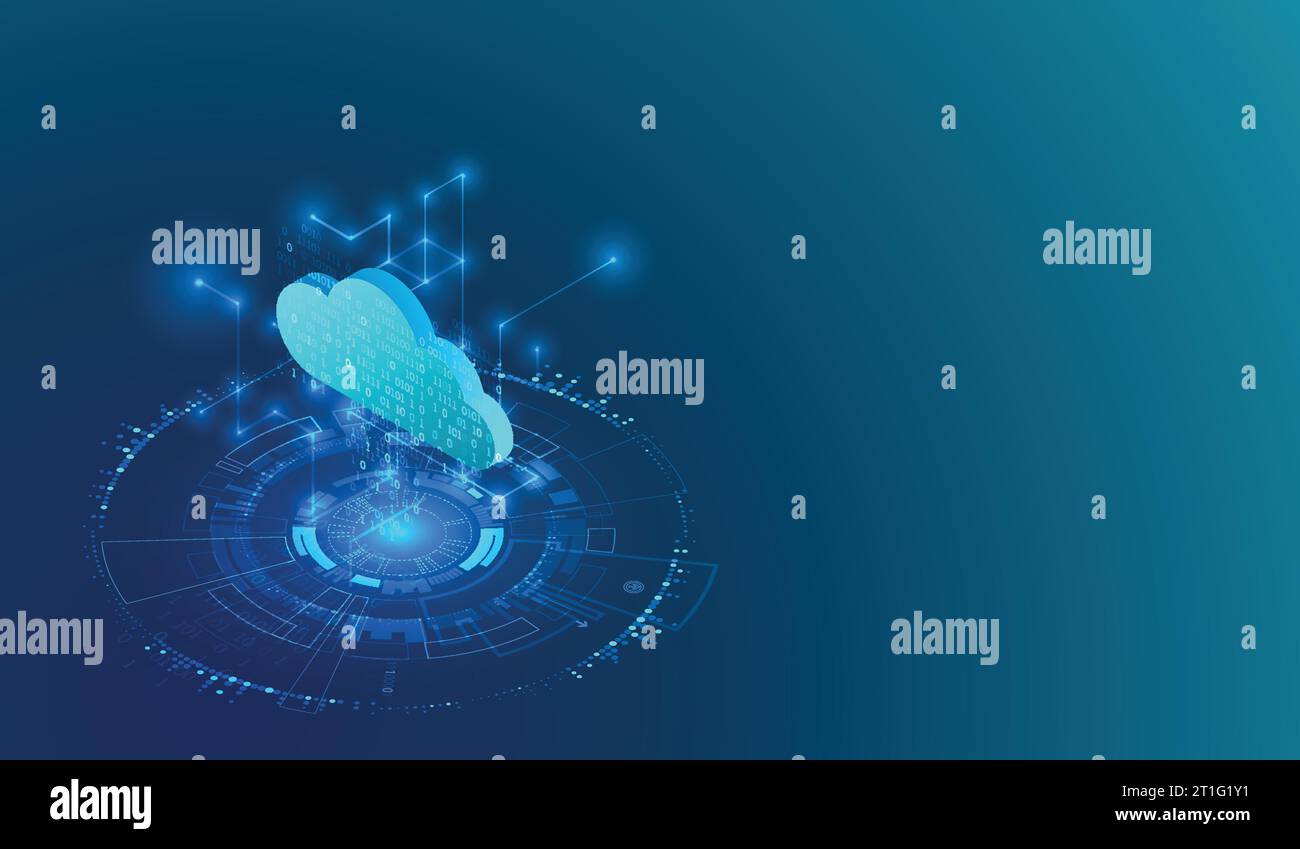 Isometric big data flow processing concept, cloud database. Abstract technology background ...