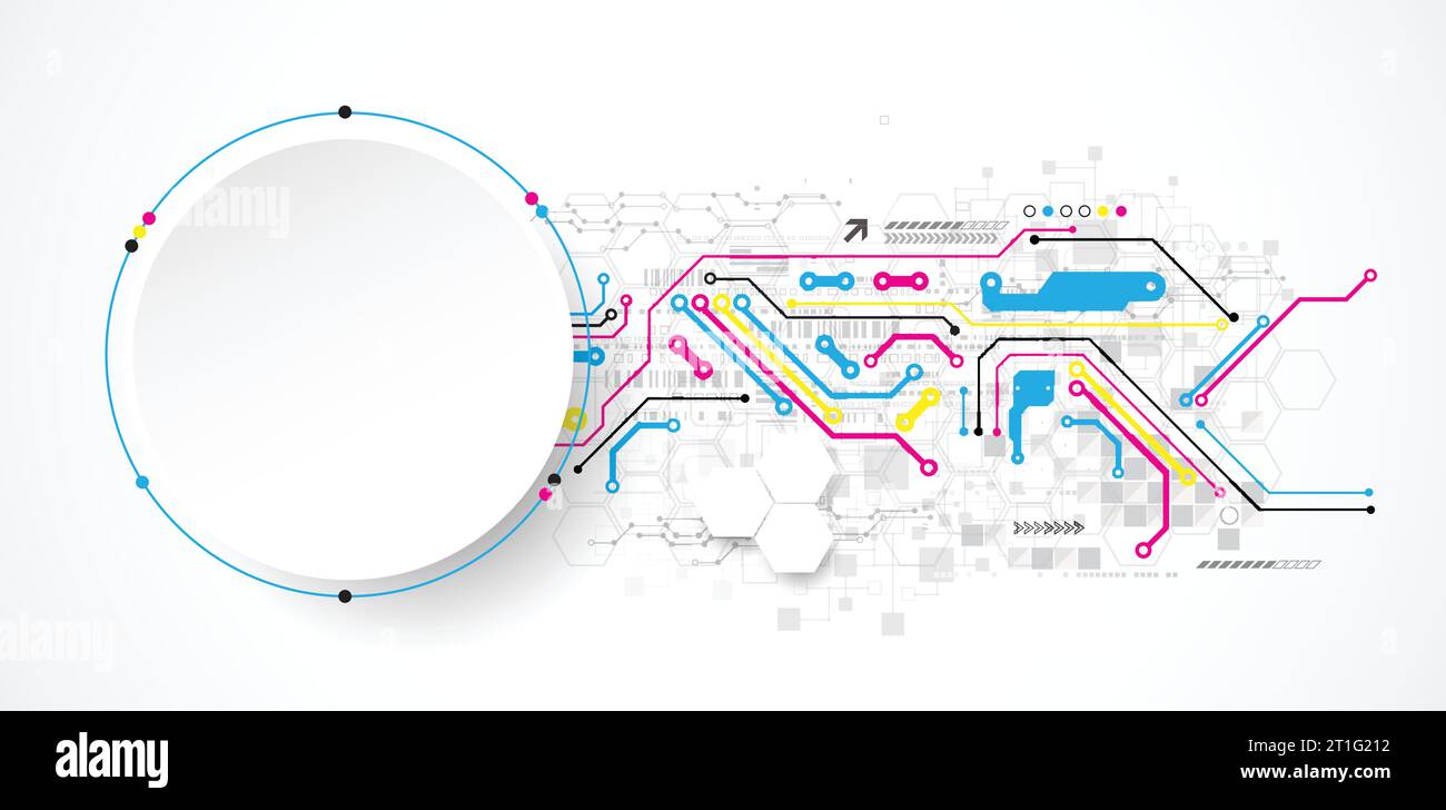Abstract circle technology concept. Circuit board, high computer color ...