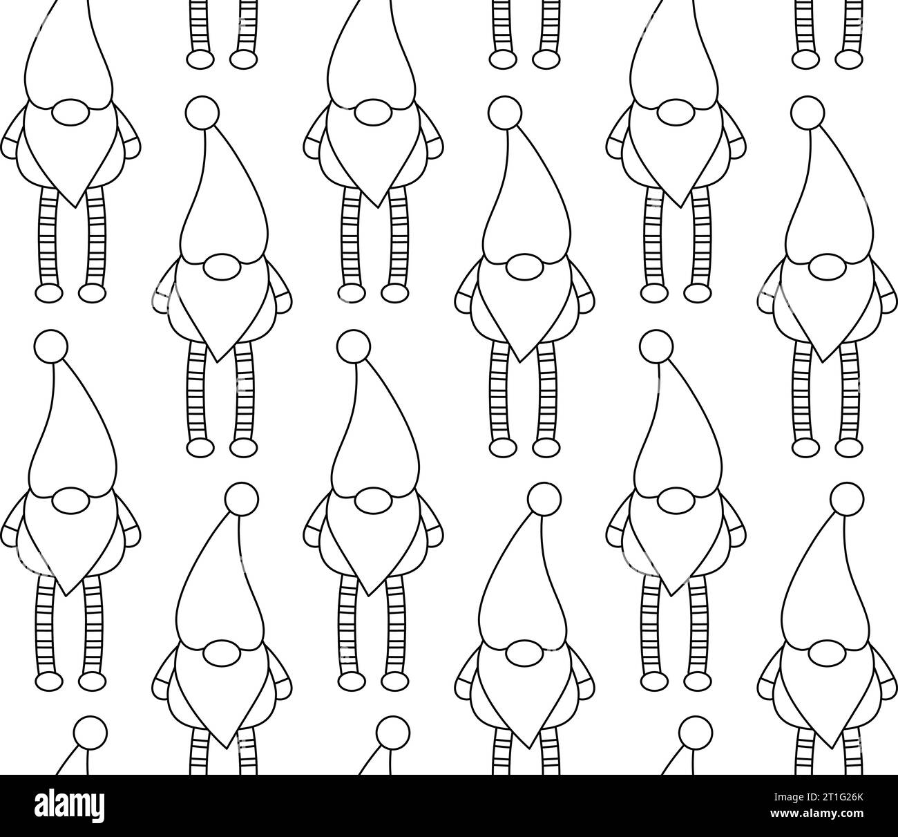 Vector seamless pattern of flat outline Scandinavian gnome isolated on ...