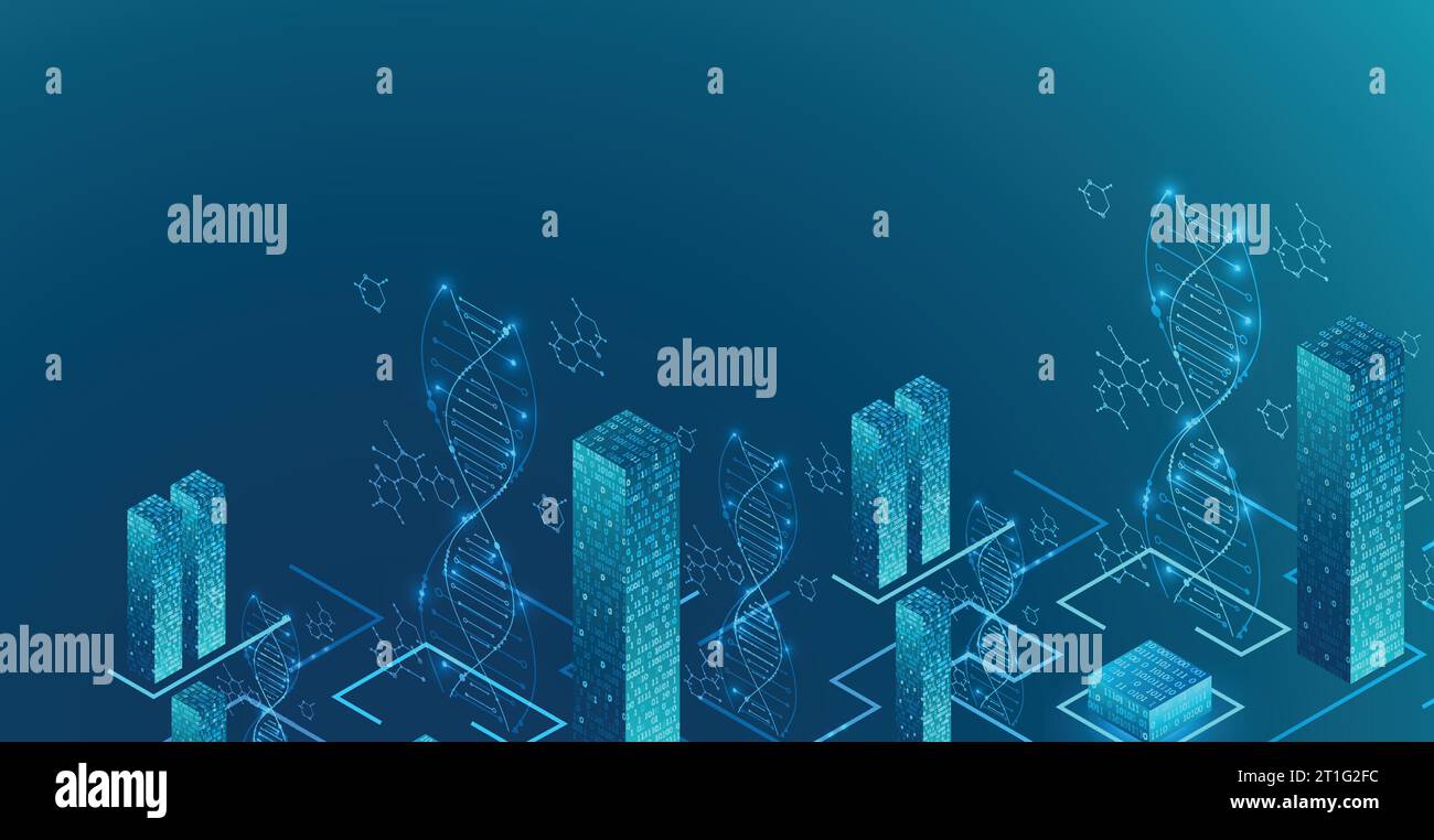 Isometric science concept. Abstract DNA technology background. Vector ...