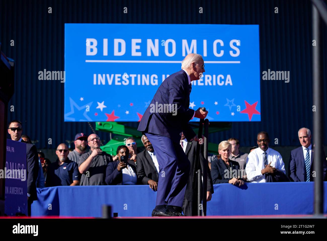 President Joe Biden jokes around after stumbling on stage at Tioga ...