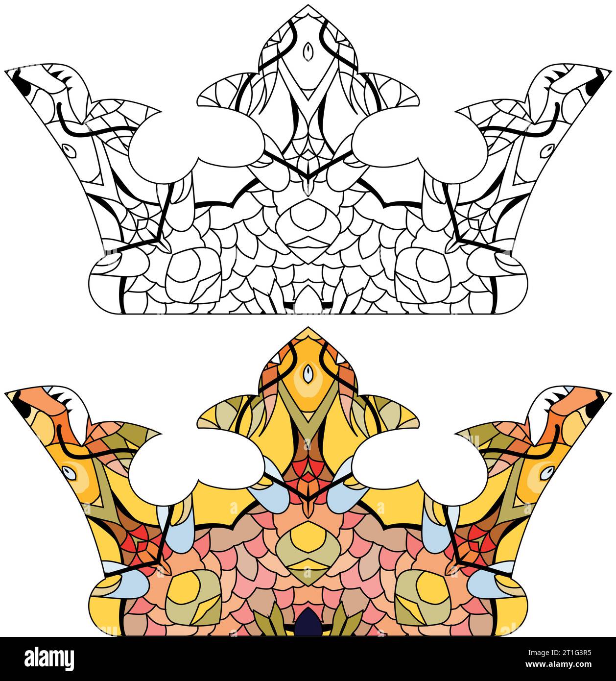 Crown zentangle styled for t-shirt design, for coloring, tattoo and ...