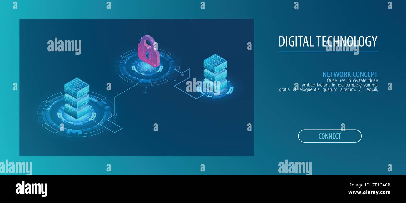Isometric big data flow processing concept, cloud database. Abstract technology background ...