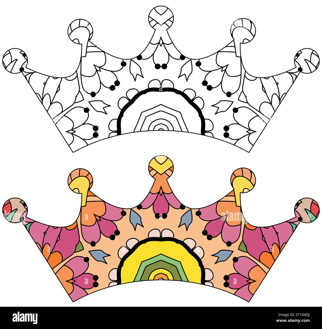 Crown zentangle styled for t-shirt design, for coloring, tattoo and ...