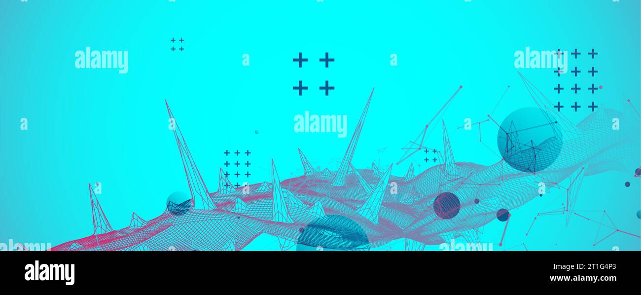 Wireframe science background with plexus effect. Futuristic vector ...