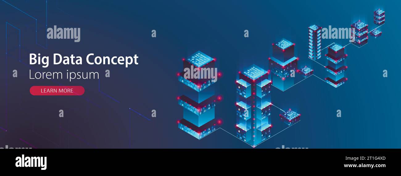 Isometric big data concept, database. Abstract technology background ...