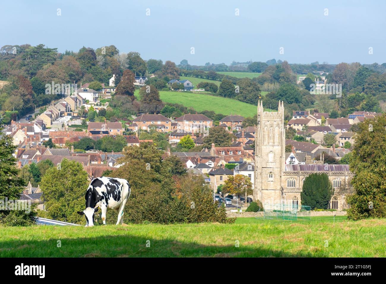 View of town showing St Mary's Church from Bruton Dovecote, Jubilee ...