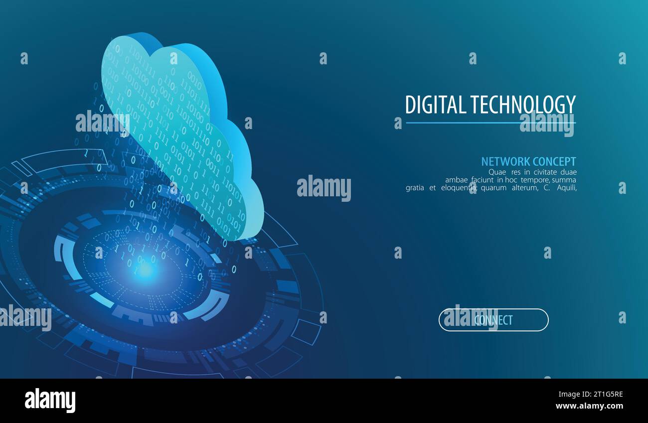 Isometric big data flow processing concept, cloud database. Abstract technology background ...