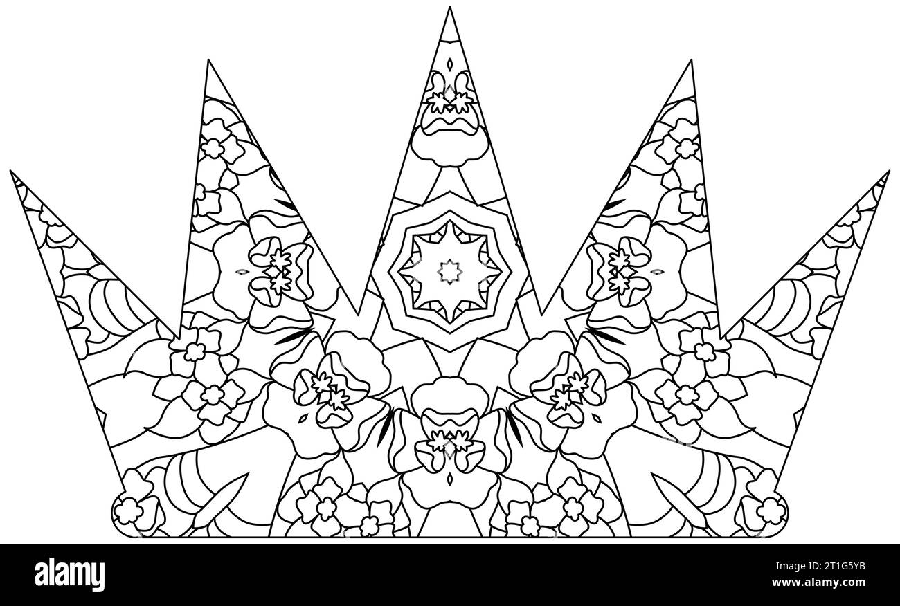 Crown zentangle styled for t-shirt design, for coloring, tattoo and ...