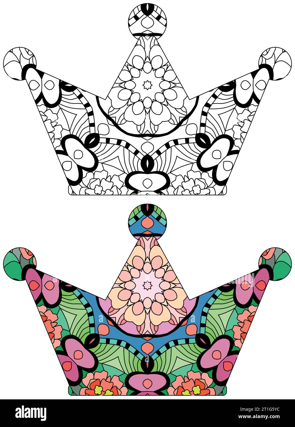 Crown zentangle styled for t-shirt design, for coloring, tattoo and ...