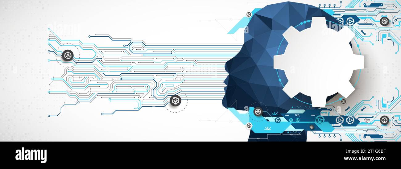 Artificial intelligence (AI) Machine cyber mind. Technology vector ...