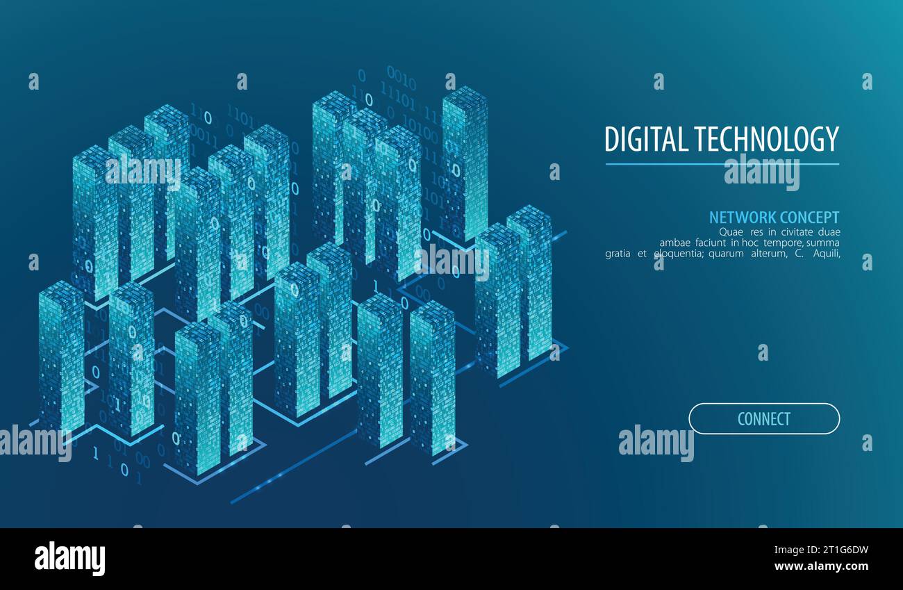 Isometric Big Data Flow Processing Concept Cloud Database Abstract Technology Background