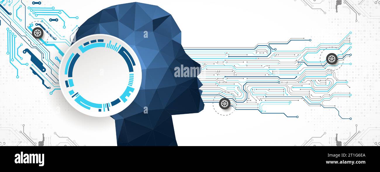Artificial intelligence (AI) Machine cyber mind. Technology vector ...