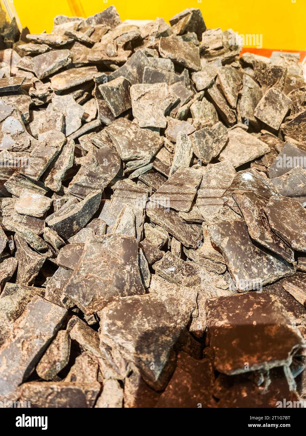 Cocoa liquor for the preparation of chocolate, in a factory in Brazil ...