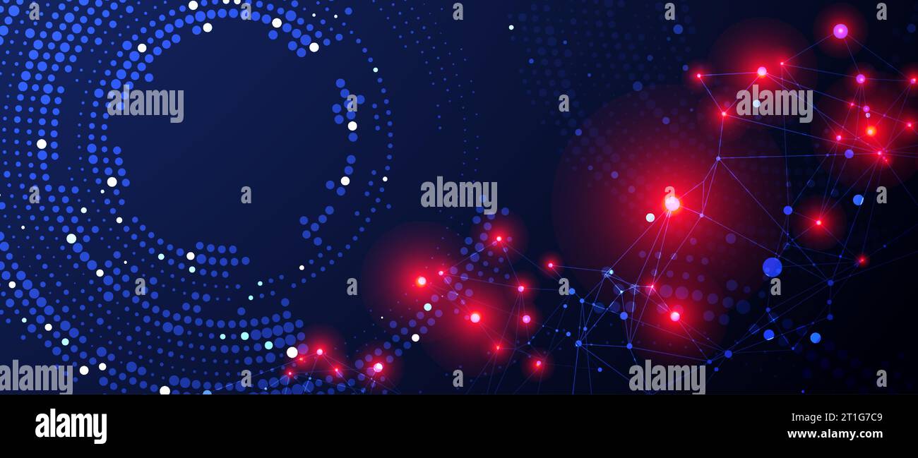 Polygonal Science Background With Connecting Dots And Lines Digital Data Visualization Stock