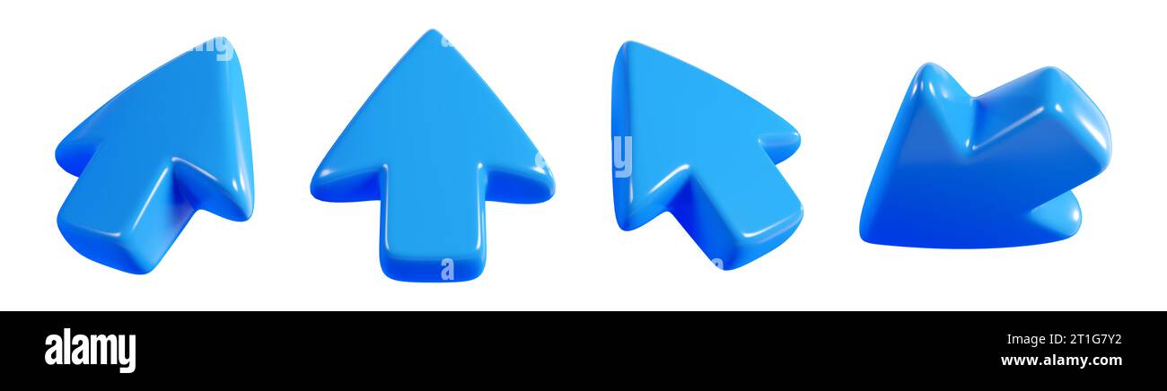 Blue cursor arrow for click mouse concept - 3d render illustration ...