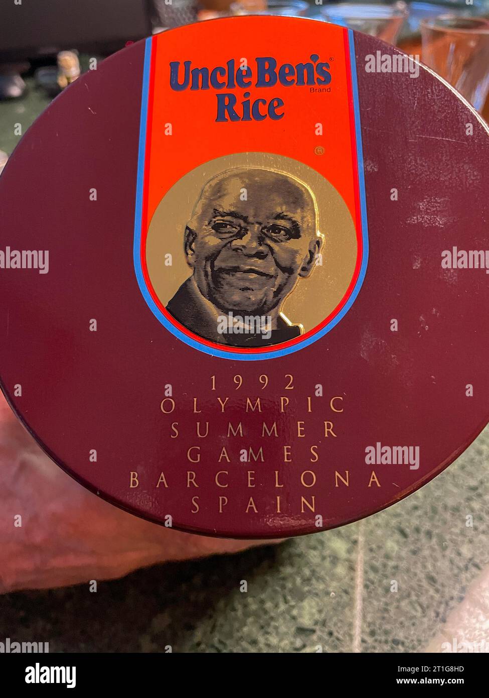Close up of uncle Ben's rice package, sponsor of the 1992 Olympic team ...