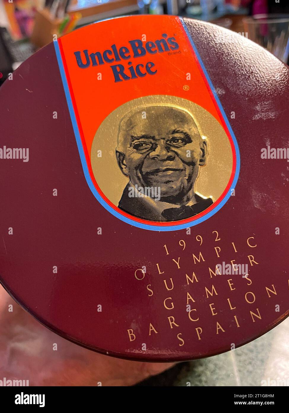 Close up of uncle Ben's rice package, sponsor of the 1992 Olympic team ...