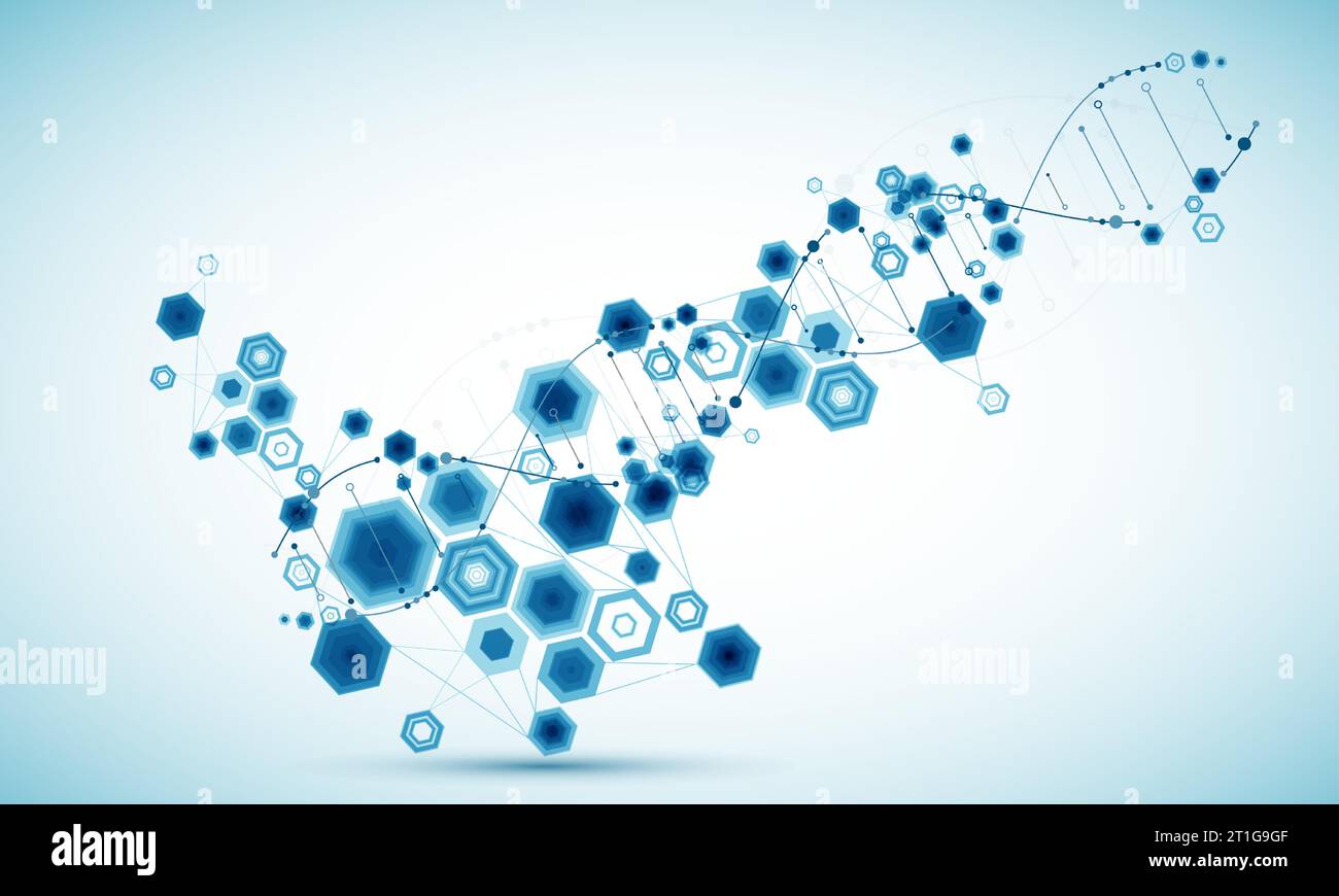 Science template, abstract background with a 3D DNA molecules. Vector ...