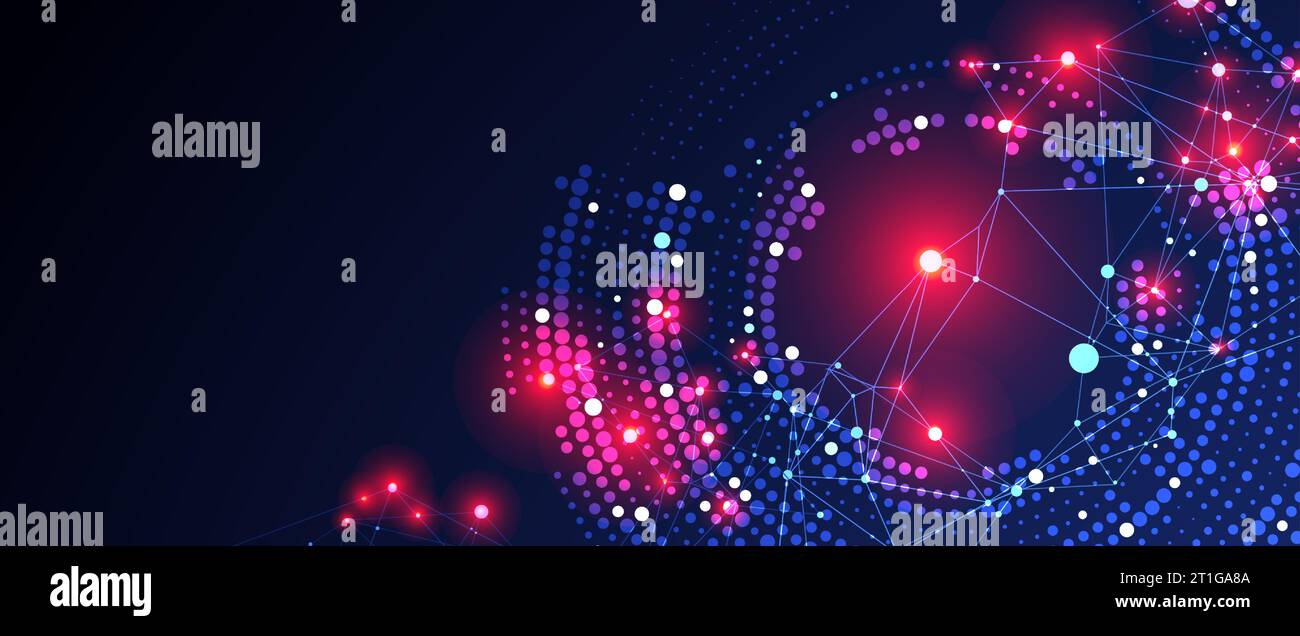 Polygonal science background with connecting dots and lines. Digital data visualization Stock ...