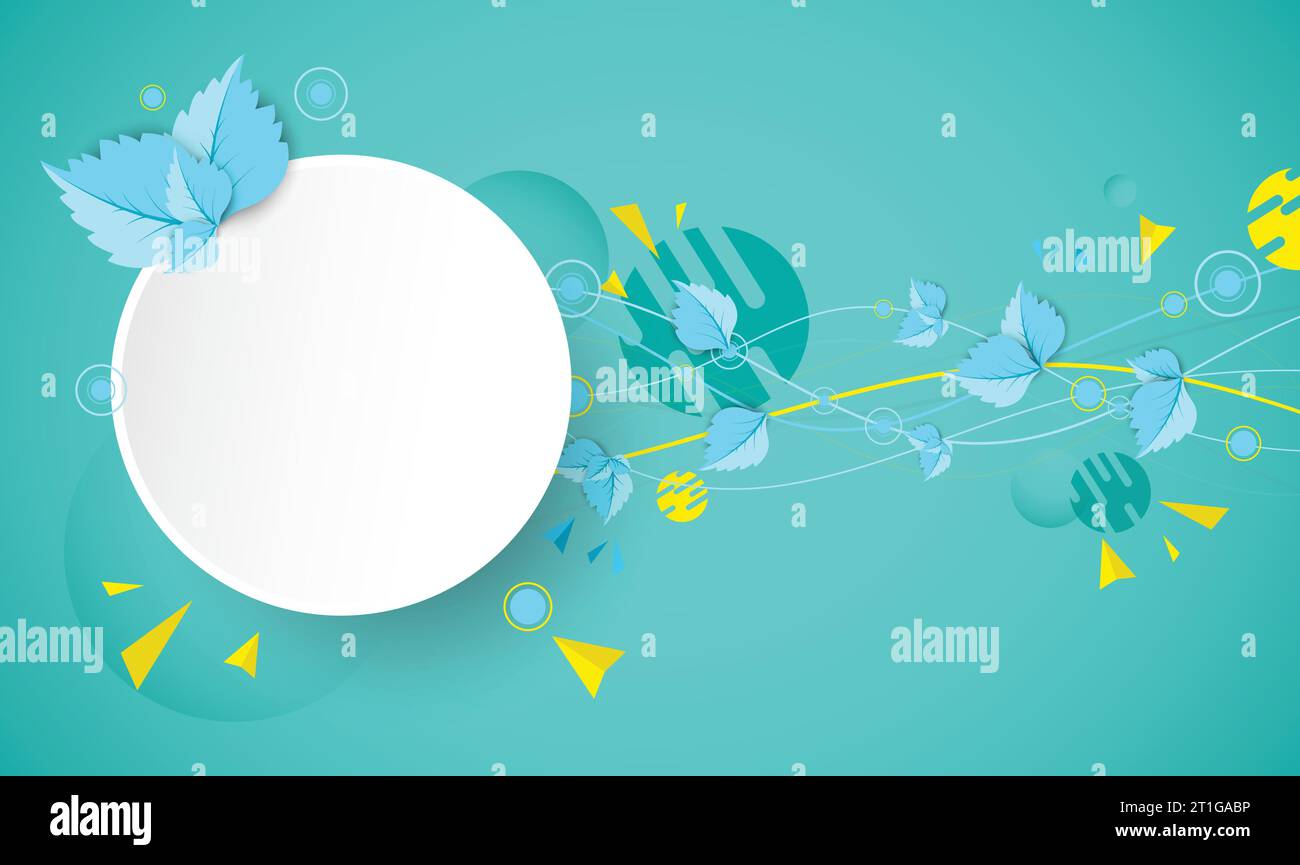 Green color wave with leaves. Nature theme vector Stock Vector Image ...
