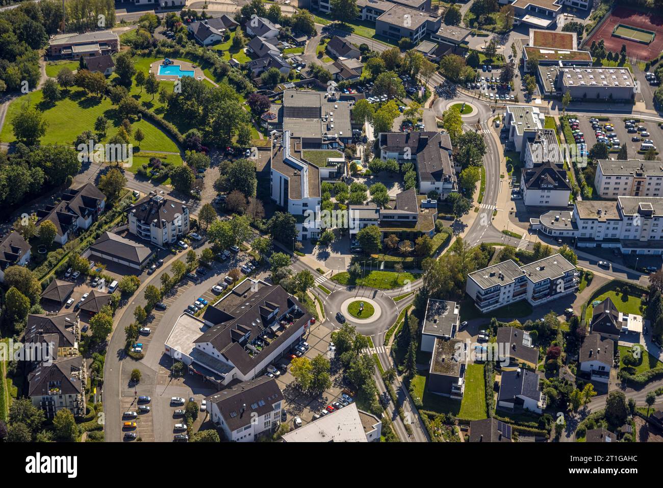 Luftbild, Rathaus, Polizeiwache, Erlebnisbad Finto und Kinderbad, Am ...