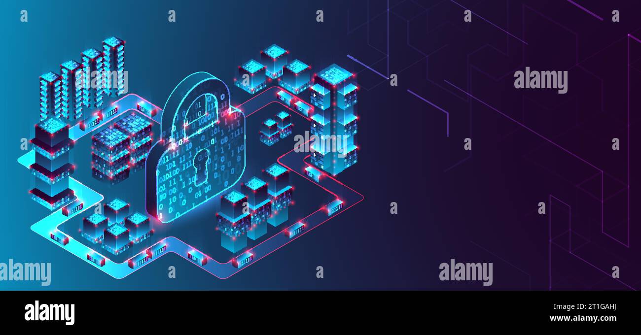 Isometric protection concept. Protect mechanism, system privacy Stock ...