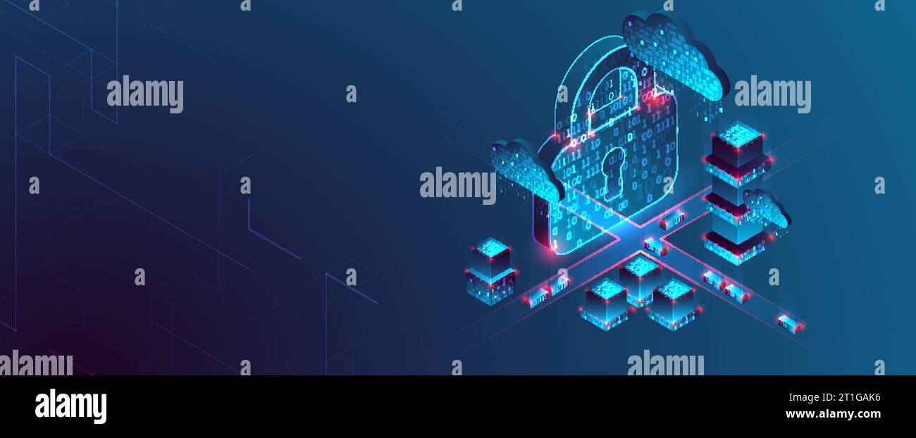 Isometric protection concept. Protect mechanism, system privacy Stock ...