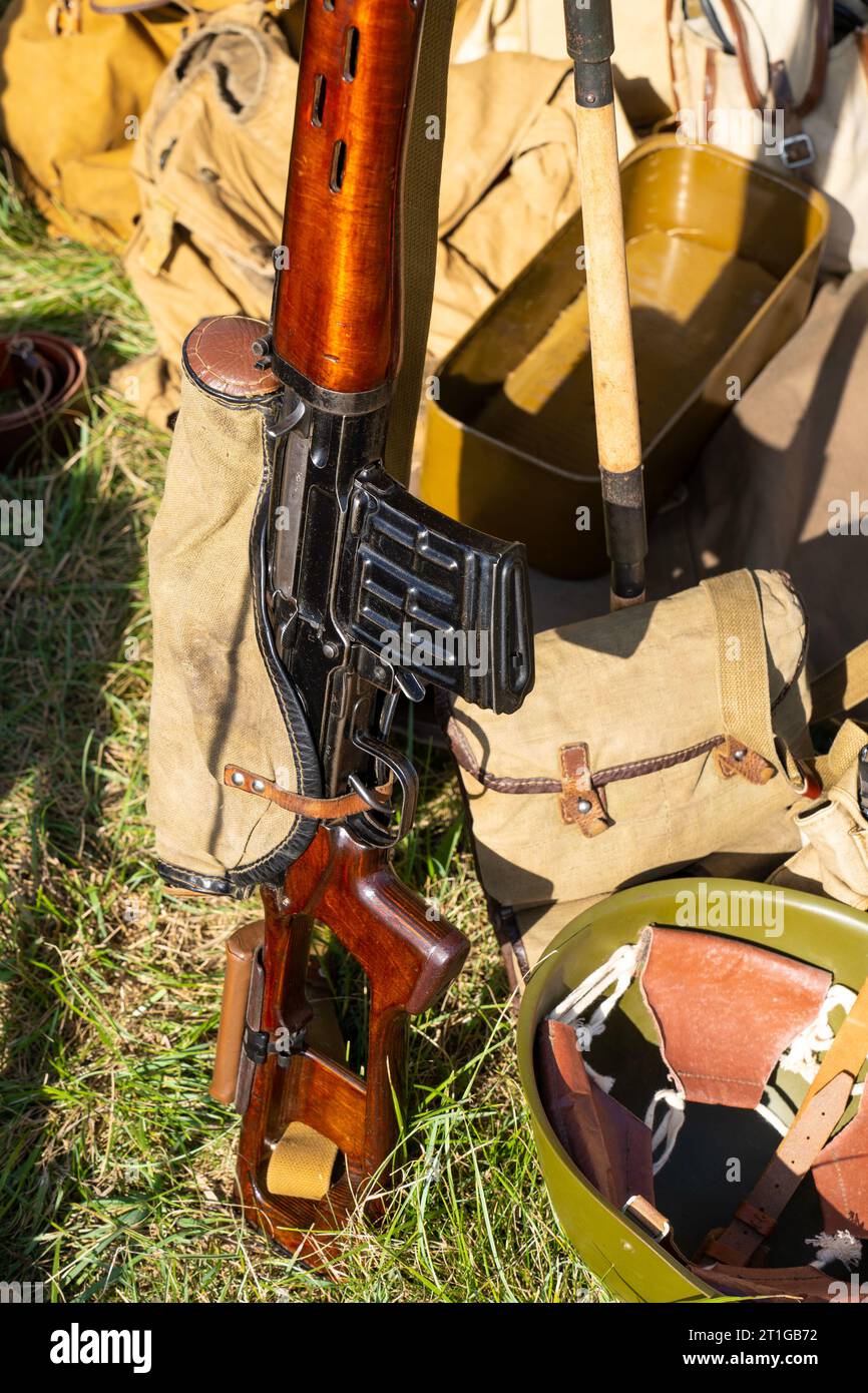 Soviet Dragunov sniper rifle with military equipment Stock Photo - Alamy